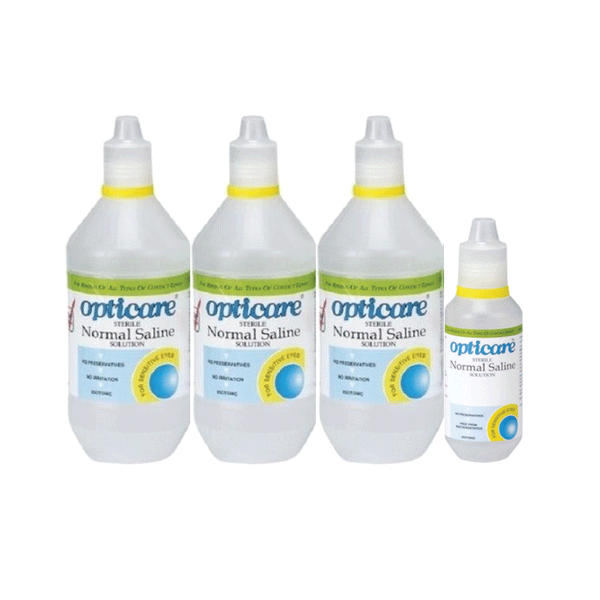 opticare Normal Saline SOLUTION 500ml (3 bottles) + 120ml (1 bottle ...